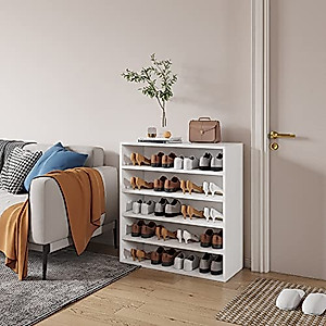 WAHEY Shoes Rack, 5-Tier Free Standing Wood Closet Organizer Unit, FSSR004