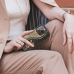 Leopard Skin Personalized Black Rubber Phone Case Compatible with Apple iPhone 15 Pro Max, 15 Pro, 15 Plus, iPhone 14 Pro Max, 13 Pro Max Mini, 12 Pro Max Mini, 11 Pro Max X XS Max XR 8 7 Plus