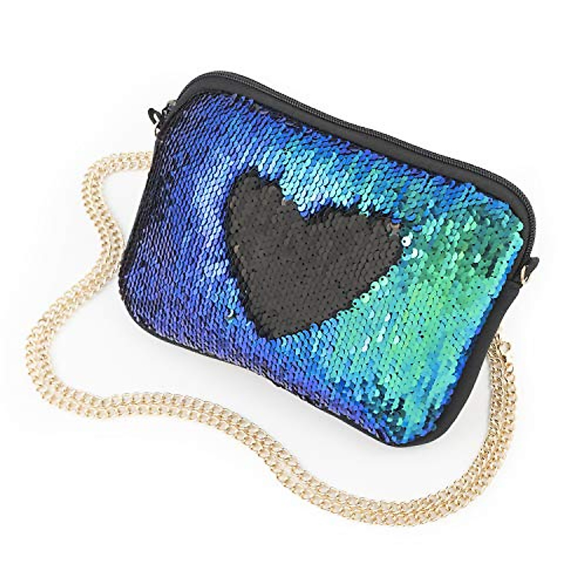 Crossbody Bags for Women Neoprene Clutch Purses Mermaid Sequin Bag Detachable Chain Crossbody Wallets - FUNLAVIE