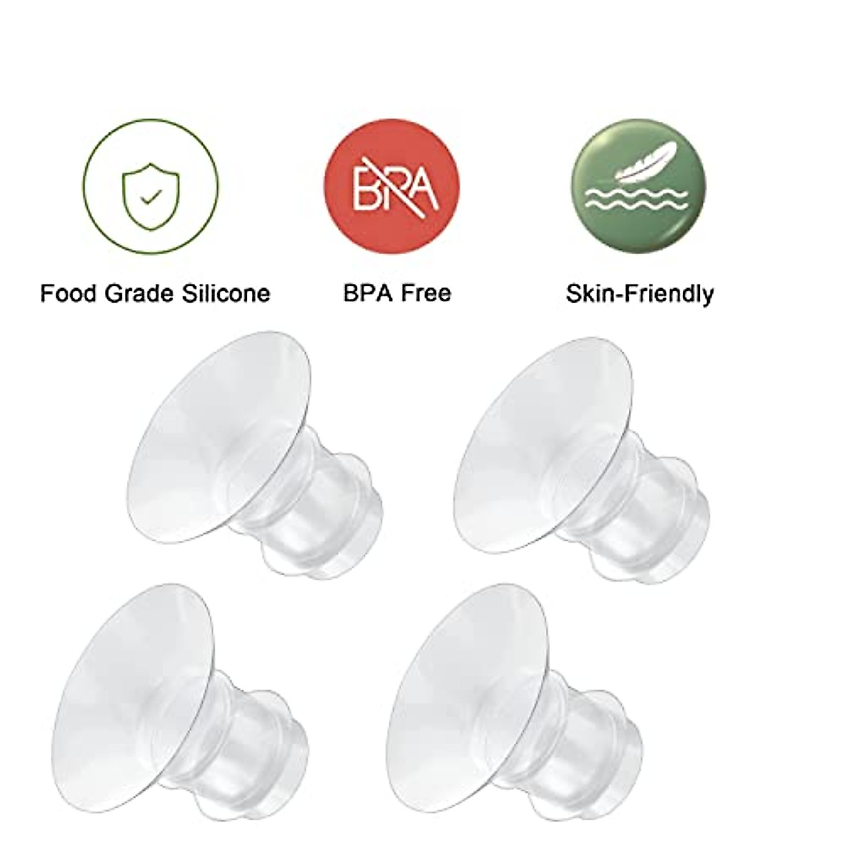 Silicone Flange Insert 15mm/17mm/19mm/21mm 4pcs Wearable Breast Pump Accessories,Compatible with S9/S10/S12/S4DW,Electric Breast Pump Parts Replace (4 Size Set)
