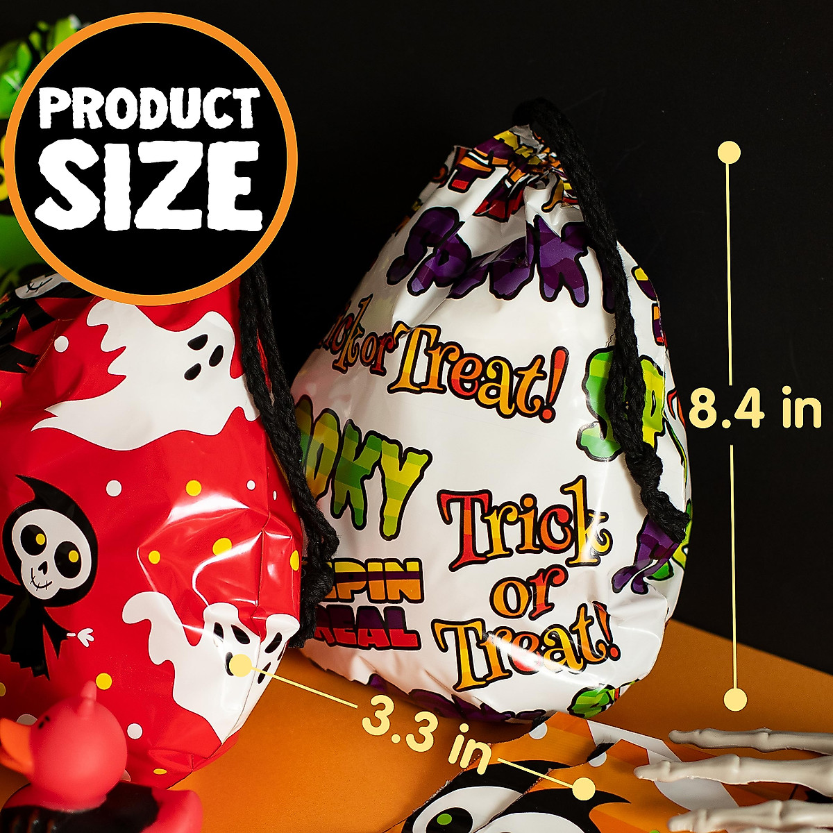 JOYIN 60 Halloween Drawstring Goody Treats Bags for Kids Halloween Trick or Treat Party Favor Supplies, Classroom Candy Goodie Bags