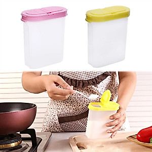 POEPIE Food Storage Container 3 Color 250ml Plastic Food Seasoning Container Kitchen Spice Boxes Jar Double Lid Cereal Condiment Bean Storage Bottle Container Cereal Dispensers
