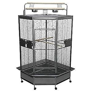 A&E Cage Co. CC3232 Silver/Black Corner Bird Cage, 32 inch/Large