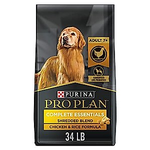 Purina Pro Plan Senior Dog Food With Probiotics for Dogs, Shredded Blend Chicken & Rice Formula - 34 lb. Bag