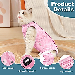 Cat Recovery Suit for Skin Diseases Breathable Cat Onesie After Surgery Recovery Suit for Cats E-Collar Alternative for Cats and Dogs Anti Licking Pajama Suit (Pink L)