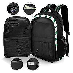 Anneunique Custom Cheerleaders Backpack Custom Multifunctional Waterproof Laptop Bag for Travel Gift Green Bling Sparkly Print Cheer Black