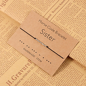 SANNYRA Morse Code Bracelet Stainless Steel Beads on Silk Cord Secret Message Sister Bracelet Jewelry for Her