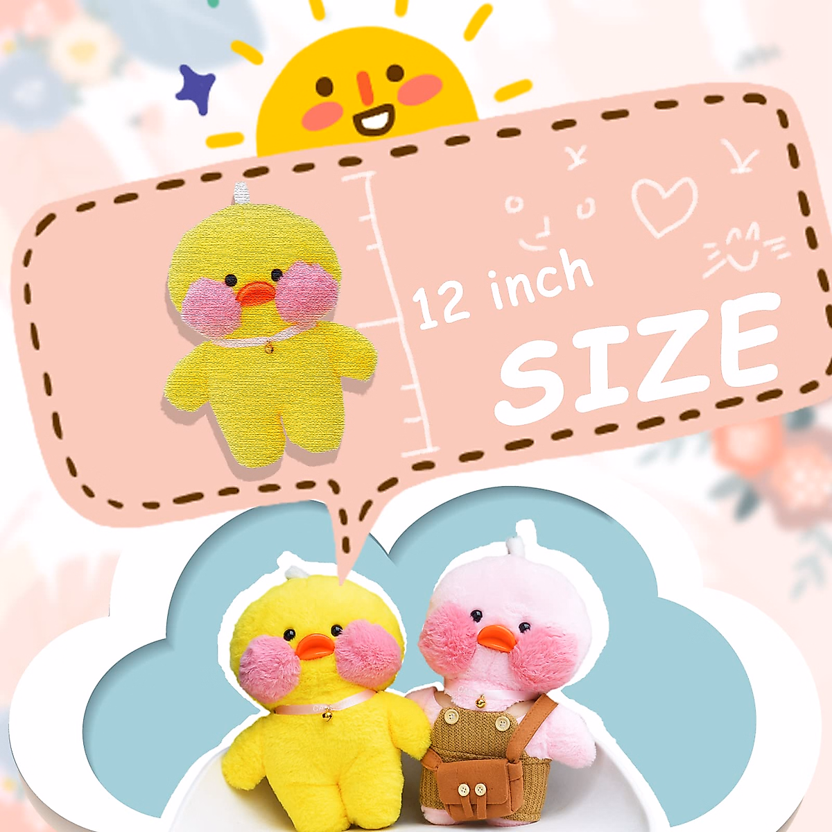 MOCOST Soft Duck Plush Doll, Cute Duck Stuffed Animal Plush Toy, Birthday for Kids Girls Sweetie, 12inch/30cm