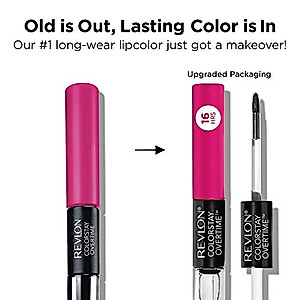 Liquid Lipstick with Clear Lip Gloss by Revlon, ColorStay Overtime Lipcolor, Dual Ended with Vitamin E in Plums & Berries, 560 Taupe Time, 0.07 Oz