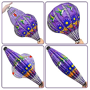 2PCS Giant Hot Air Balloon Wind Spinners Hummingbird Ladybug Garden Wind Spinner Large Pinwheels Hanging Wind Socks Twisted Whirlygig Windmill Toy for Yard Garden Lawn Outdoor Decorations,59"