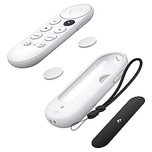 Spigen Silicone Fit Designed for Chromecast with Google TV Voice Remote Case Cover (Metal Plate and Magnetic Included) - White
