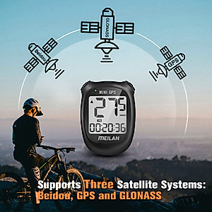 MEILAN M3 Mini GPS Bike Computer, Wireless Cycling Computer Bike Odometer Bicycle Speedometer and Odometer Waterproof Bicycle Computer with LCD Backlight & Multi-Functions for Road Bike MTB