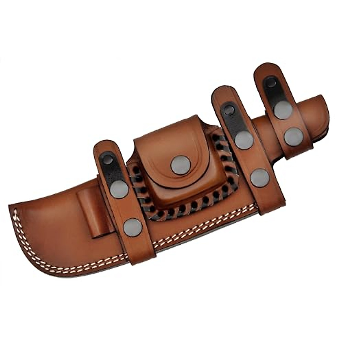 Ottoza Handmade XL Leather Knife Sheath RIGHT HAND Tracker Knife Sheath - Bushcraft Knife Sheath - Hunting Knife Sheath - Survival Knife Sheath Horizontal Carry Dark Brown TOP GRAIN LEATHER No:205