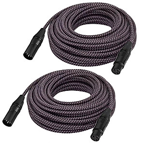 MIKIZ 100 ft XLR Cables Braided 100ft 2 Packs- Balanced XLR Male to Female for Microphone Speaker