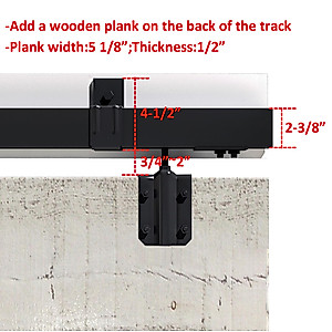DIYHD 5FT Box Rail Heavy Duty Exterior Sliding Barn Door Hardware, Wall Mount Kit, Powder Coated Black, Fit Max Outdoor Width 30in, MAX Load 300lbs (No Door)
