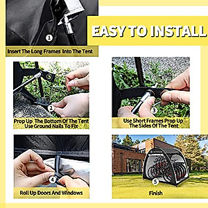 AVIIN 4 or 5 Bike Tent Heavy Duty, 210D Silver-Plated Oxford Extra Thick Waterproof & Sunproof Large Outdoor Bikes Storage Shed for Mountain Bicycle, Motorcycle, Garden Repair Tool, Lawn Mower, Green