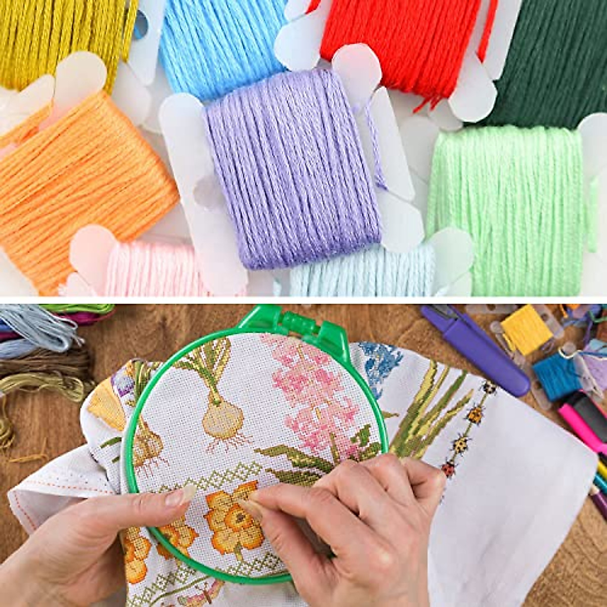 VICOVI 200 Skeins Embroidery Floss and 30 Skeins White & Black Embroidery Thread for Friendship Bracelet String Cross Stitch DIY String Art with 20 PCS Floss Bobbins