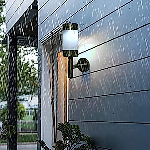 DaMohony 2pcs Stainless Steel LED Solar Power Wall Mount Light Outdoor Garden Yard Sensor Lamp
