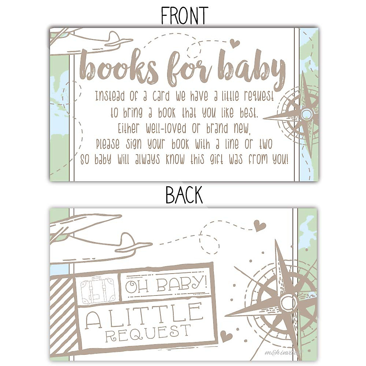 50 Adventure Books for Baby Shower Request Cards - Baby Shower Invitation Inserts