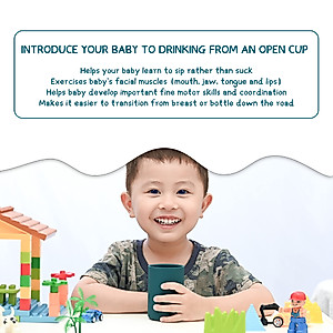 JOYIT Silicone Toddler Open Cup with Straw, Silicone Open Mouth Cup for Baby 6 oz, Baby Training Cup (Hamburger-Ocean Blue)