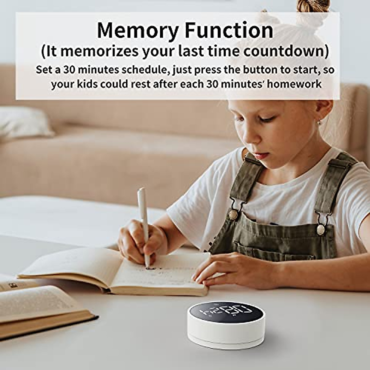 VOCOO Digital Kitchen Timer - Magnetic Countdown Countup Timer with Large LED Display Volume Adjustable, Easy for Cooking and for Seniors and Kids to Use (White)