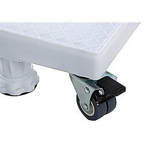 MAOPINER Multi-functional Washing Machine Stand Adjustable Base Mobile Roller with 4×2 Locking Rubber Swivel Wheels and 4 Strong Feet for Washing Machine, Dryer and Refrigerator 8 Wheels (White)