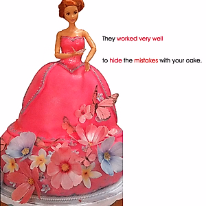 Set of 30 Edible Flowers & Butterflies Cupcake Toppers Wedding Cake Party Food Decoration Mixed Size & Colour