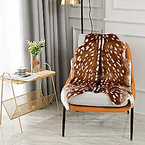Faux Deer Rug 3x3.6' Feet Sika Deer Hide Carpet Animal Printed Rug Cow Hides and Skins Rug Faux Cowhide Rug for Living Room