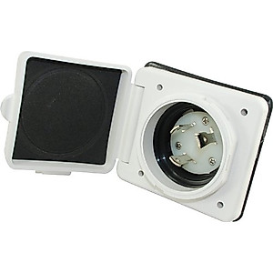 Conntek 80425 30 Amp 125 Volt Marine Shore/RV Power Cord Inlet with 4-Way Right Angle Rear Safety Enclosure