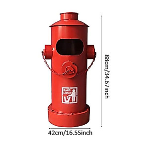 MQH Trash Can Retro Industrial Trash Can with Inner Bucket Large Capacity Fire Hydrant Garbage Bin for Park Garden Garbage Can (Color : Red)