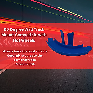 Corner Wall Mount Track Compatible with Hot Wheels | 90 Degree Turn with Removable Adhesive for Mounting to Wall | Made in USA (Outside Curve, 3-Pack)