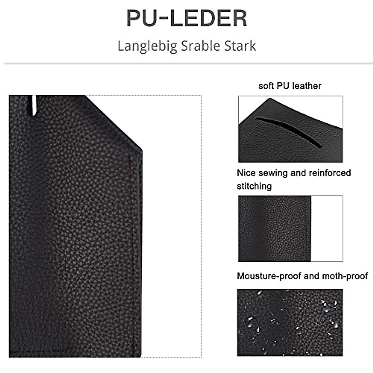 JanYoo Tissue Box Cover,Rectangle PU Leather Tissue Box Holder - Decorative Holder/Cover for Bathroom Vanity Countertop, Night Stands, Office Desk & Car 24X12.5X12.5cm - Black