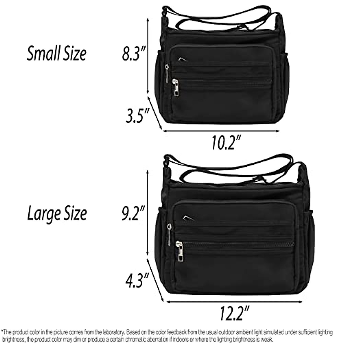 Feeliwant Crossbody Bag for Women Nylon Shoulder Bag Messenger Bag Casual Purse Handbag Black Small