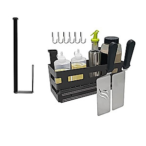 3 in 1 Grill Caddy, MeWeBlue Griddle Caddy for 28"/36" Blackstone Griddle/Prep Cart, Space Saving Storage Basket for Blackstone Griddle Accessories, Tool-free No Drill Installation BBQ Tool Caddy