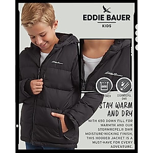 Eddie Bauer Boys' Winter Jacket - Heavyweight Quilted Down Jacket - Insulated Hooded Outerwear Coat for Boys (5-16), Size 7-8, Black