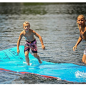 Aqua Lily Pad USA20 All American 20 Foot 2 Layer Water Lake Playground Floating Foam Island Mat with Storage Straps and Pad Protectors, Red and Blue