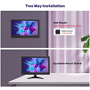 OSCY 10.1 Inch Small Monitor, Security Monitor with 1366x768 Resolution 60HZ IPS CCTV Monitor Support HDMI/VGA/AV/BNC for Gaming CCTV Raspi PC