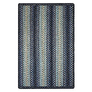 Rug with Rug Pad - Lakeland Navy Blue Braided Rug. Comes with Rug Pad. Stain Resistant, Washable, for Dinning Room, Bedroom & Living Room Rug, 4' x 6' Rug. Outdoor, Country, Farmhouse, Rustic Style