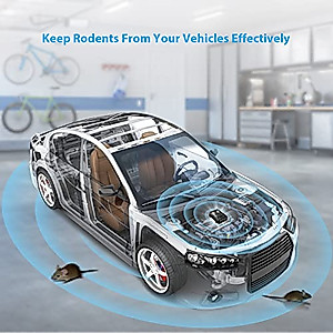 KICKOUTOR Rodent Repellent for Car Engines, Ultrasonic Under Hood Animal Repeller, Battery Operated & 12V 24V Car Truck RV Rat Deterrent Rodent Defense Vehicle Protect with LED Strobe Lights (1 Pack)