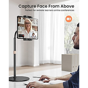 LISEN for iPad Stand for Desk Portable Monitor Stand Adjustable Tablet Stand, Thick Case Friendly iPad Pro Holder Fits(4.7"-15.6") iPad Pro 12.9/10.9/10.2 Air Mini 4 3 2 Fire Tab Nexus Kindle, Black