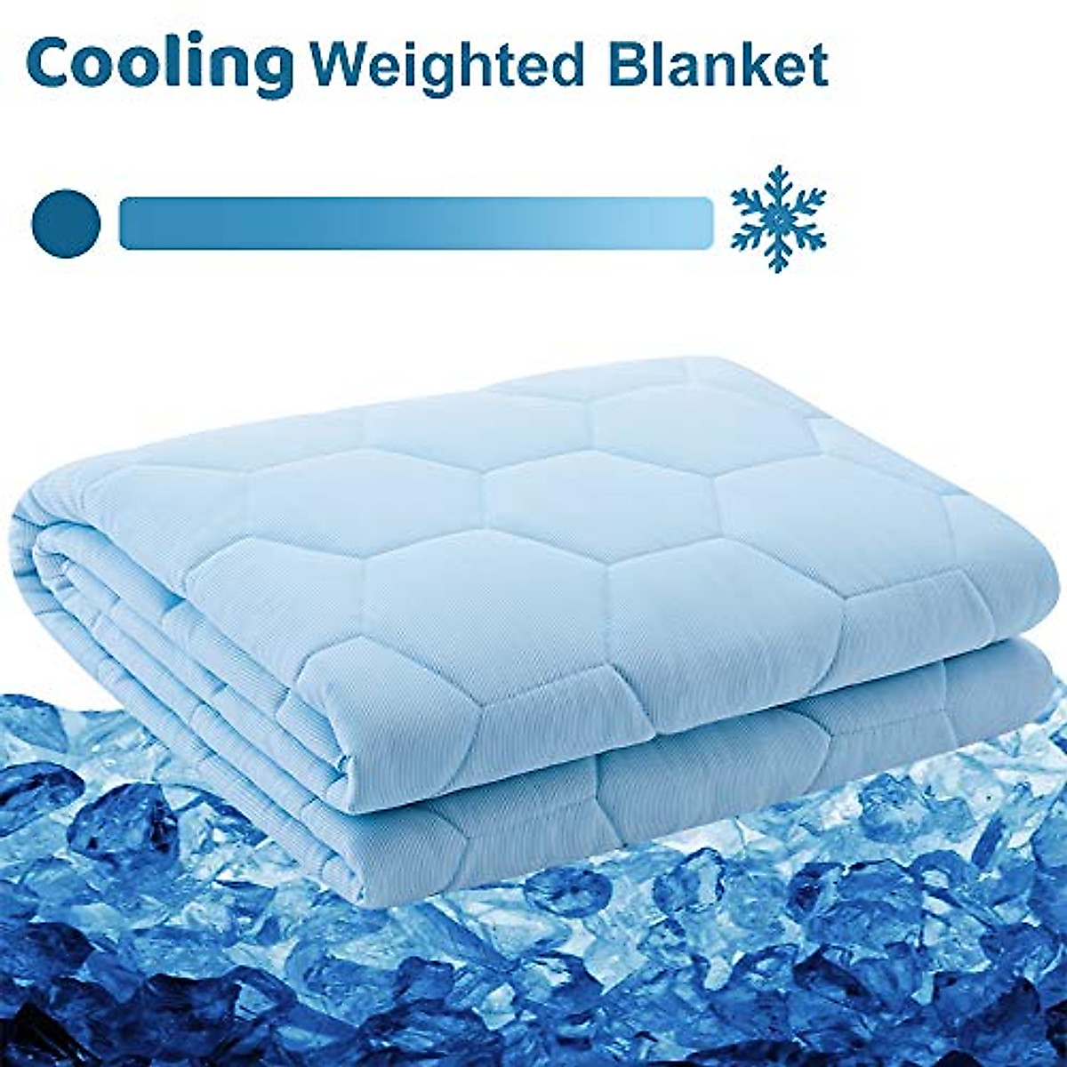 ACOMOPACK Weighted Blanket (48"x78" 15lbs, Blue) Silky Weighted Blanket Heavy Blanket Premium Material with Glass Beads