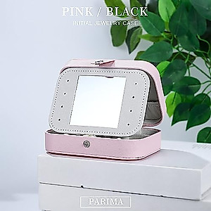 Parima Medium Jewelry Box for Girls, Travel Initial Jewelry Box for Girls | Medium Jewelry Organizer Box | Travel Jewelry Case Jewelry Box Organizer | Mini Travel Jewelry Box - Letter O, Pink