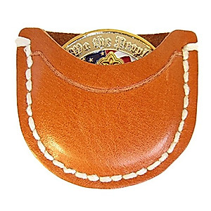 Tan 1 3/4" Challenge Coin Protective Pouch/Sleeve, Genuine Leather, 100% Hand Made
