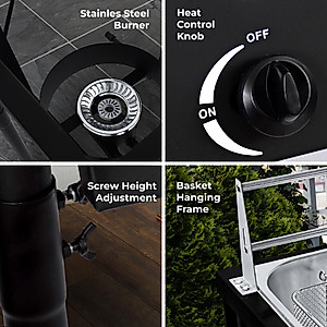 KEEKR Two Tank Outdoor Black Deep Fryer | Propane Deep Fryer Propane with 2 Stainless Steel Basket & Lid Covers | Large Oil Tank Capacity with Regulating Knobs