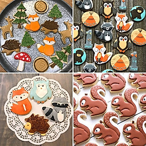 KAISHANE 5 Pieces Animals Cookie Cutters Shapes for Baking Fox,Owl,Rabbit,Squirrel and Hedgehog Shape Woodland Cookie Cutter Set for Baking