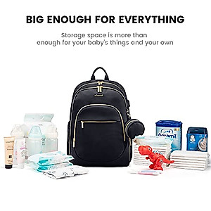 LOVEVOOK Diaper Bag Backpack, Baby Bags with Portable Changing Pad, Pacifier Case, Stroller Straps, Work Travel 15.6inch Laptop Back Pack for Moms Dads Black