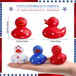 Independence Day 2 Inch Patriotic Rubber Ducks Float Small Rubber Ducks Shower Rubber Ducks Star Rubber Ducky for Cruise Ships Bath Baby Showers Summer Beach and Pool (12 Pieces)
