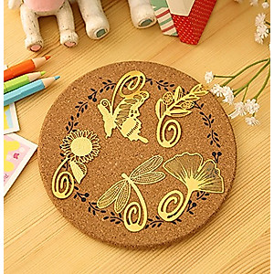 yueton Pack of 8 Cute Cartoon Art Feather Butterfly Dragonfly Gingkgo Monkey Pred Perry Sunflower Olive Branch Metal Gold Bookmarks Book Mark Reading New Novelty + Free Gift