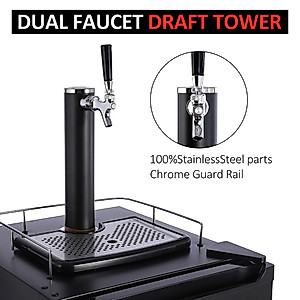 Beer Kegerator, Single Tap Draft Beer Dispenser, Full Size Stainless Steel Keg Refrigerator With Drip Tray, CO2 Cylinder, 32°F- 50°F Temperature Control