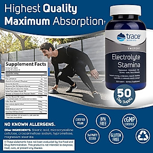 Trace Minerals Electrolyte Stamina - Heart Health & Hydration Support - Electrolyte Supplement Aids Muscle Cramp Relief & Endurance - Mineral Supplement with Magnesium - 300 Tablets (50 Servings)